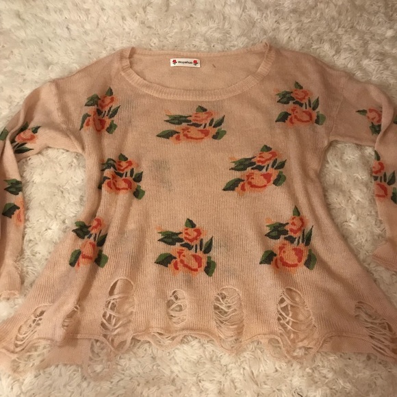 Sweaters | Light Pink Rose Sweater | Poshmark